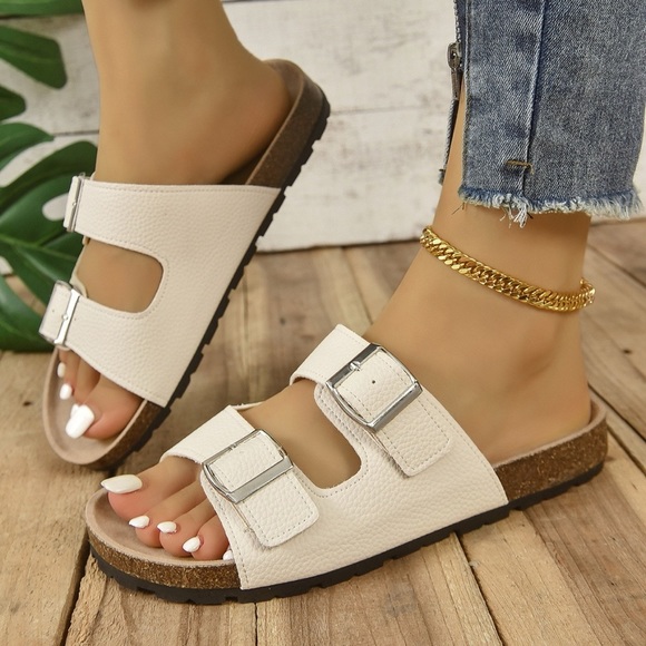 Shoes | Open Toe Double Buckle Sandals | Poshmark